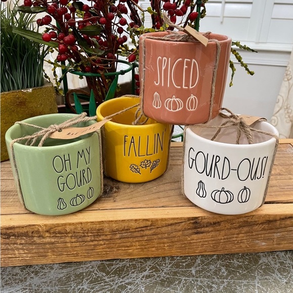 Rae Dunn | Other | Rae Dunn Fall Themed Ceramic Planters New | Poshmark